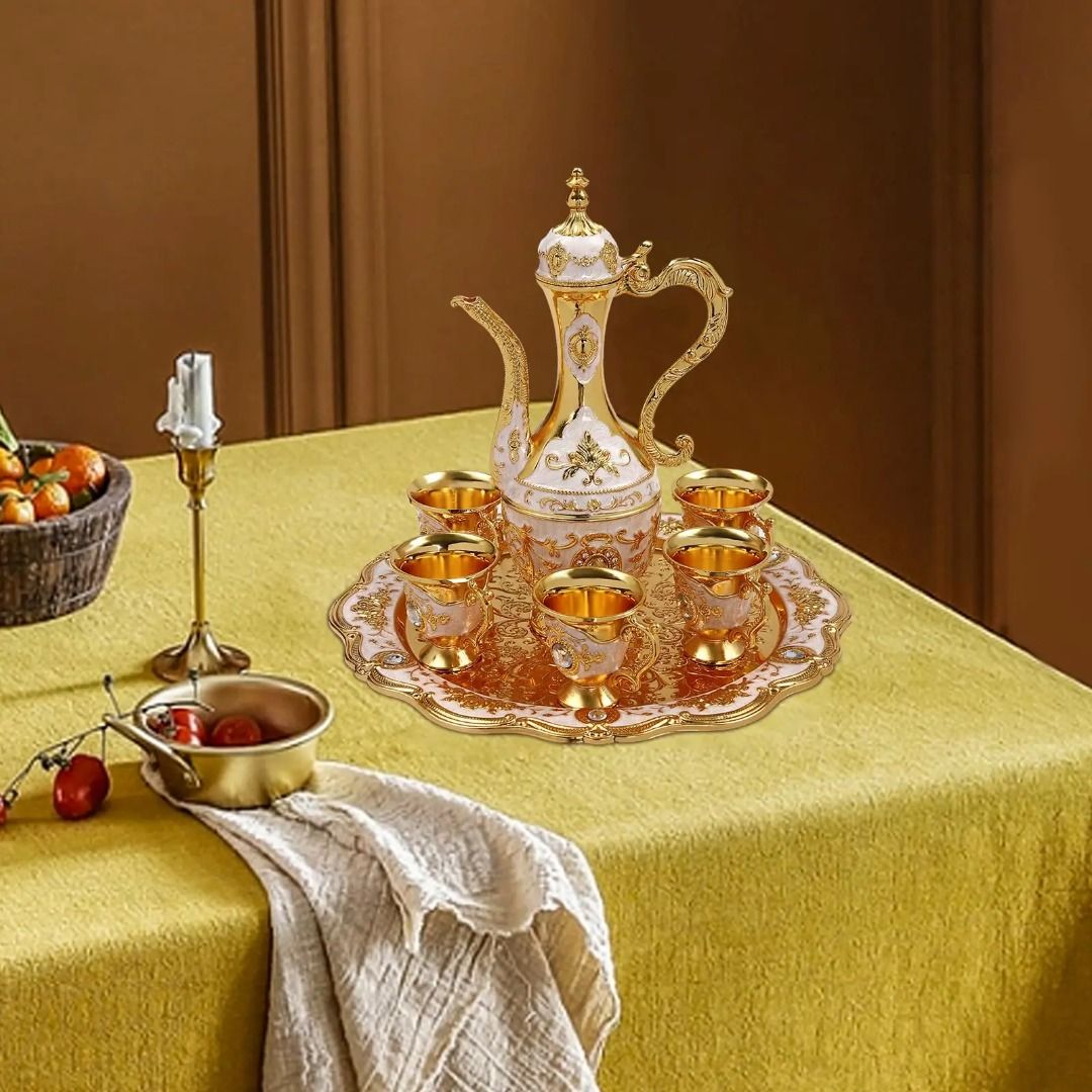 Turkish Tea Set, Vintage Turkish Coffee Cups Set with Pot and 6 Cups ...