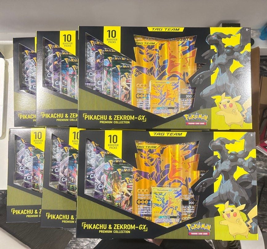 [6 MINT BOXES] Pikachu Zekrom Gx Premium Collection Boxes! Have 6!!! Tag Team Up Case Latios ...