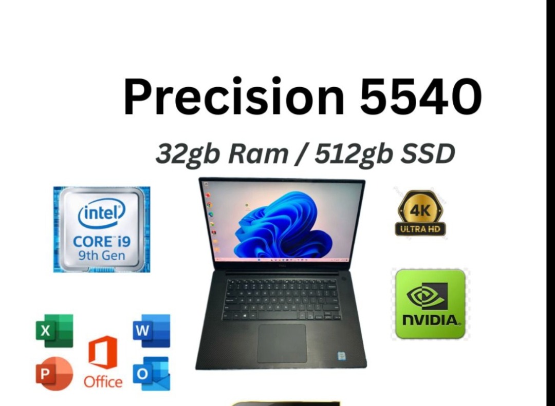 4K Dell precision Laptop Touch Screen Display 32Gb Ram i9processor ...