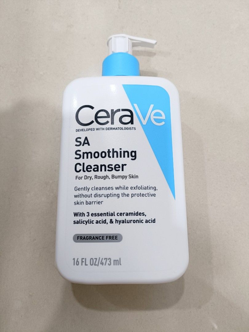 CeraVe SA Smoothing Cleanser 473ml (FOC 3 items), Beauty & Personal ...