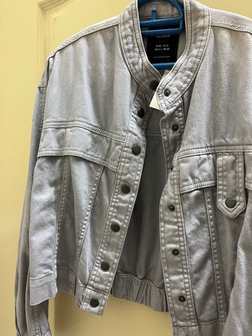 [Cotton On] Grey Denim Jacket, Women's Fashion, Coats, Jackets and ...