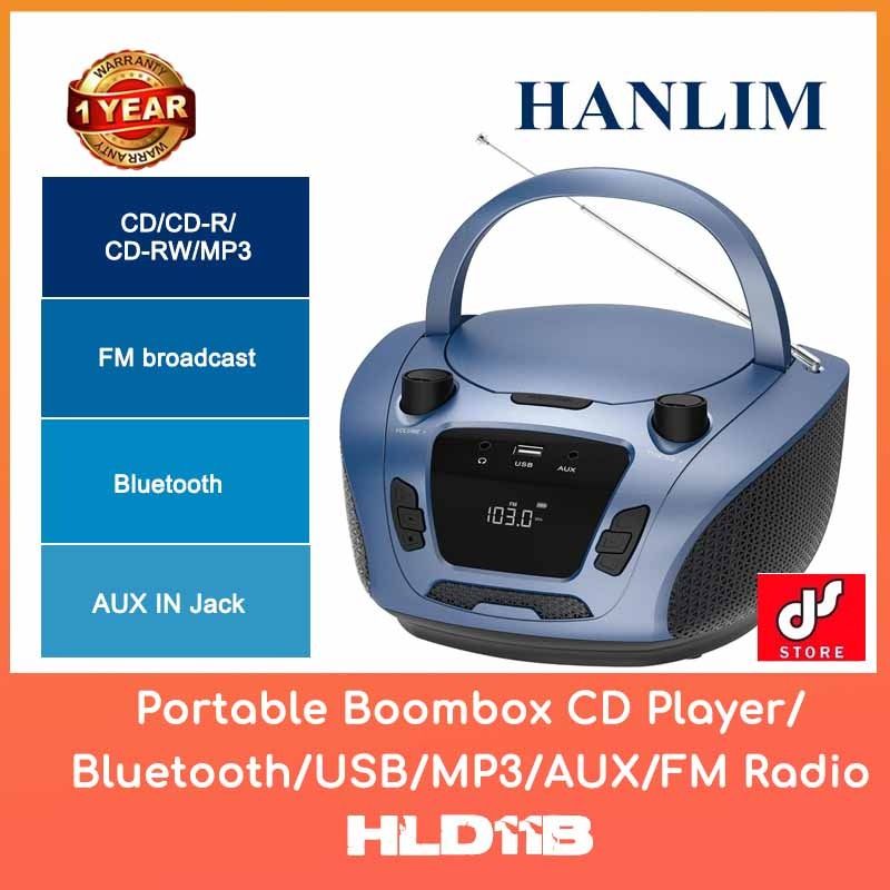Hanlim HLD11B Portable Boombox - CD Player, Bluetooth, USB, MP3, AUX ...