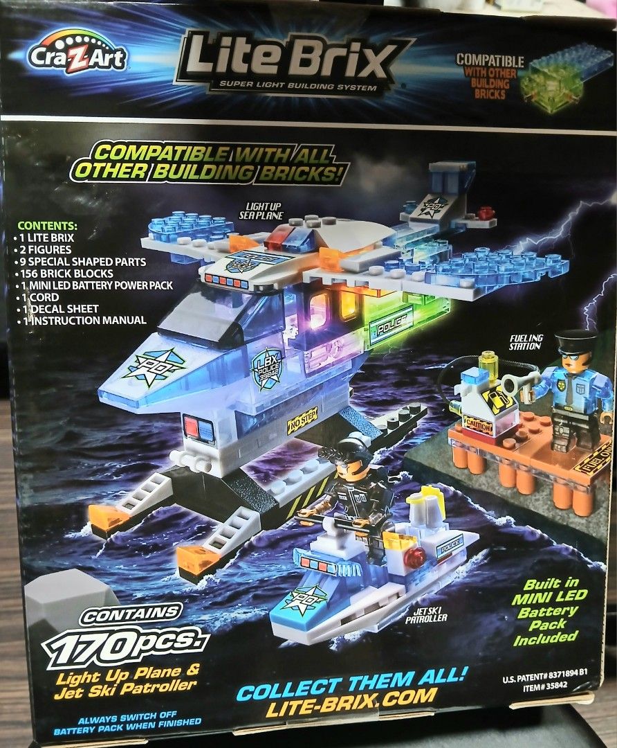 ️ LITE BRIX - Lite Up Police Sea Plane, Hobbies & Toys, Toys & Games on ...