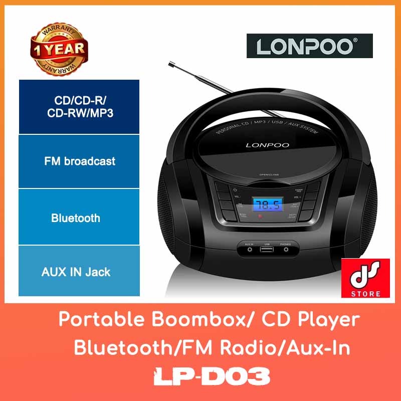 Lonpoo LP-D03 Portable Boombox CD Player with Bluetooth - Children's ...