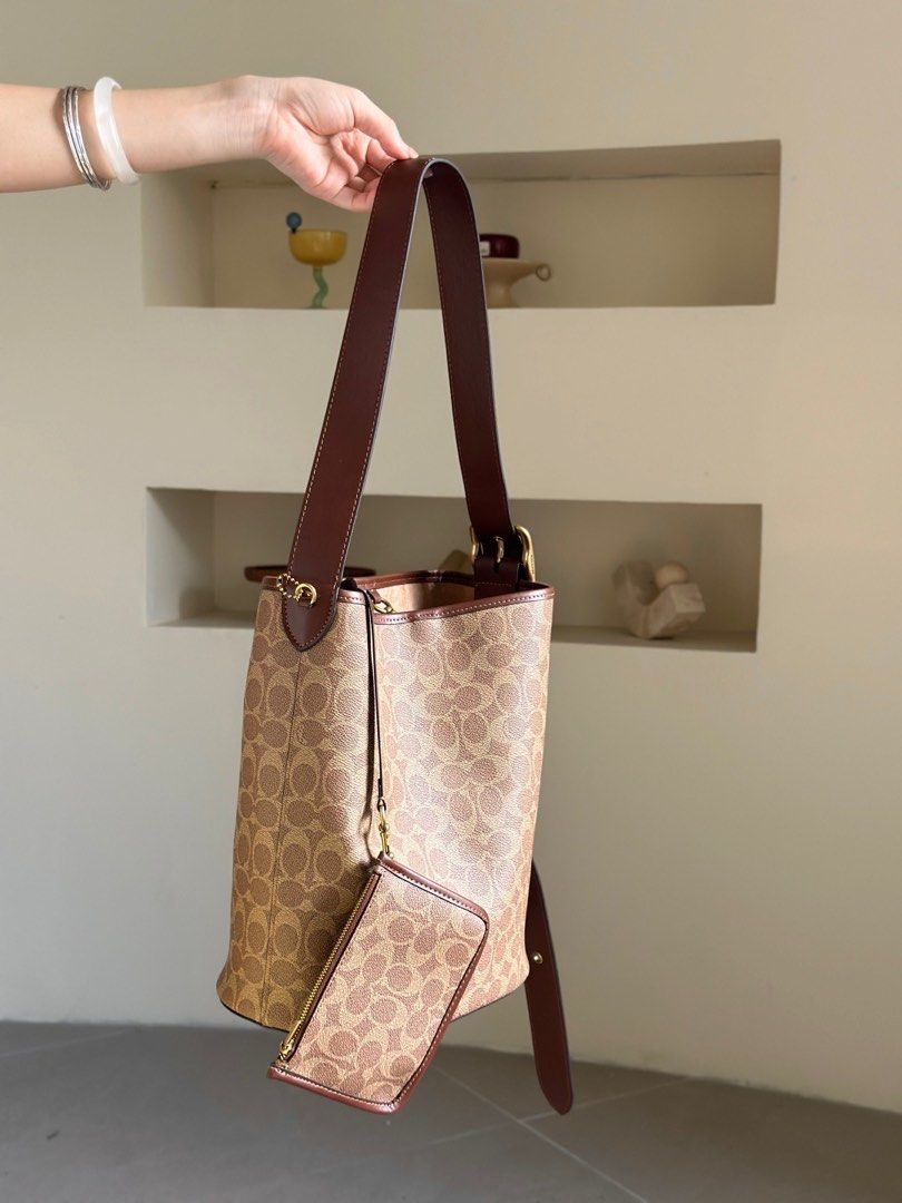 New! Authentic Coach Bleecker Bucket Bag in Signature Large | Preorder ...