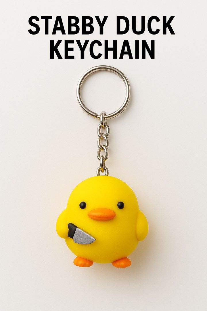 🇸🇬SG Cute Stabby Duck Keychain | Funny Mini Duck with Knife | Free ...