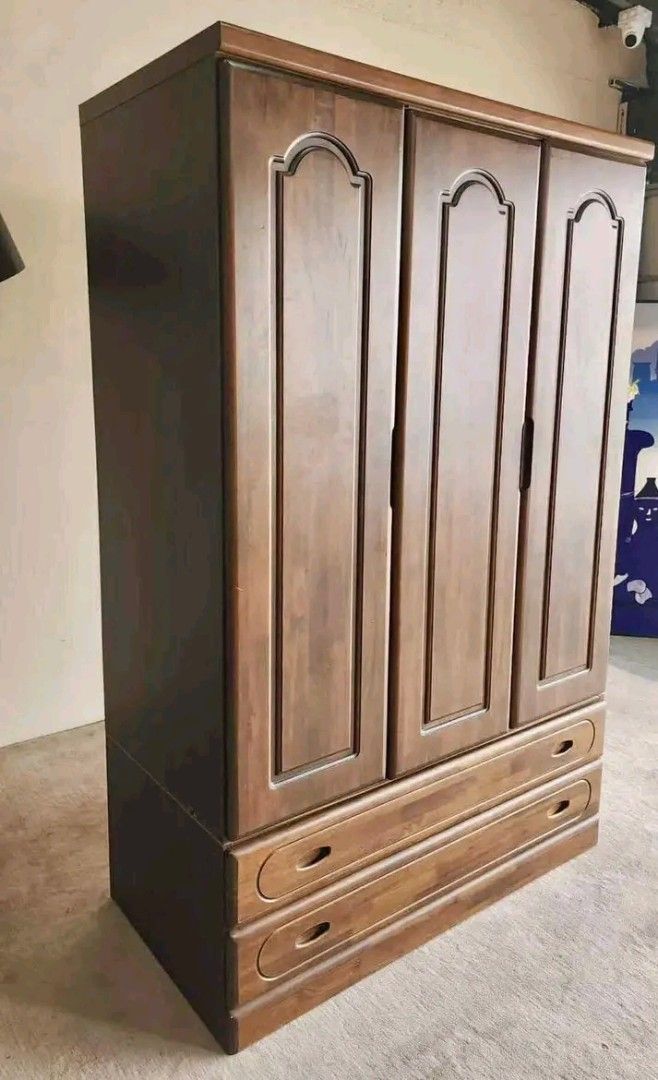 SOLID WOOD 3-Door Wardrobe 45 L x 23"W x 71"H Php 11,900 In good ...