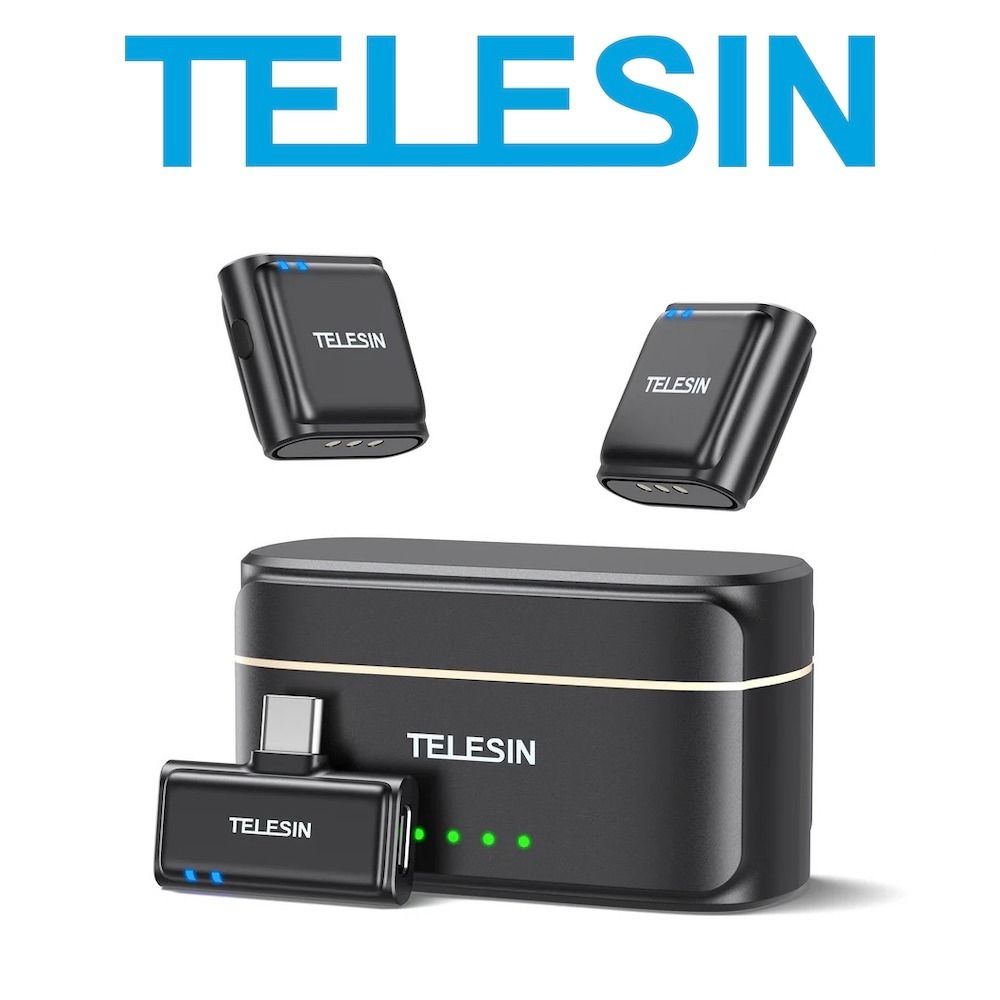 TELESIN USB-C Button Microphone Wireless Dual Mic Noise Canceling for ...