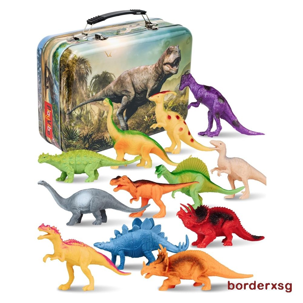 12 Realistic Dinosaurs - 7-Inch Figures with Storage Box | Toddler ...