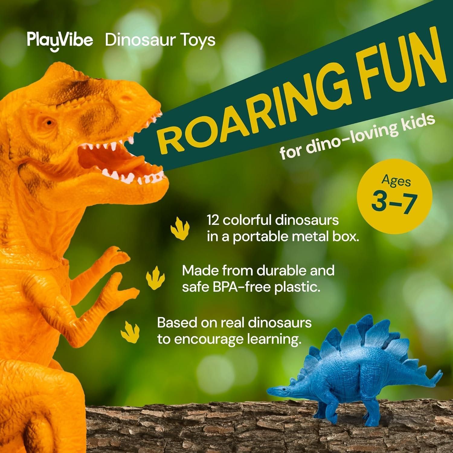 12 Realistic Dinosaurs - 7-Inch Figures with Storage Box | Toddler ...