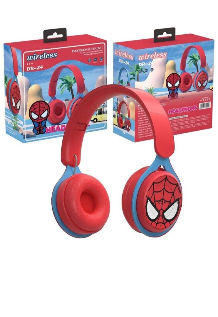 1826) Kids Wireless Bluetooth Headphones DR-24- SpiderMan Marvel ...