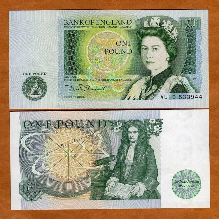 BANK OF ENGLAND 🇬🇧 QUEEN ELIZABETH £1 Pounds Sir Isaac Newton Banknote ...