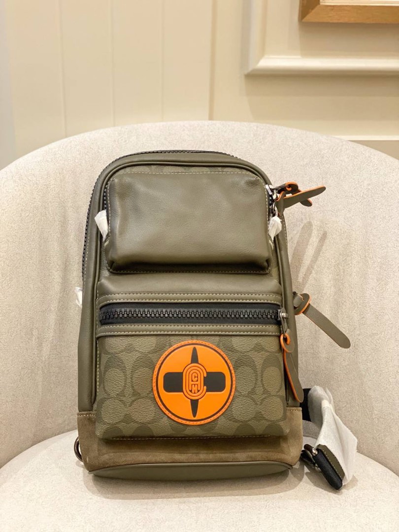 COACH X MICHAEL B. JORDAN RIDER PACK WITH SIGNATURE CAVAS DETAIL SLING ...
