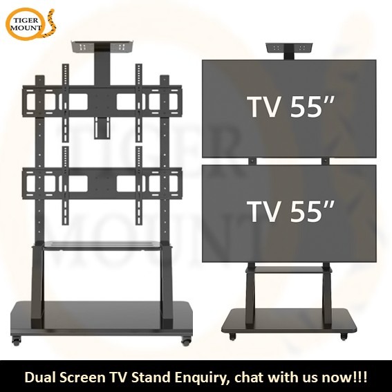 Dual Screen TV Stand With Lockable Wheels, TV & Home Appliances, TV ...
