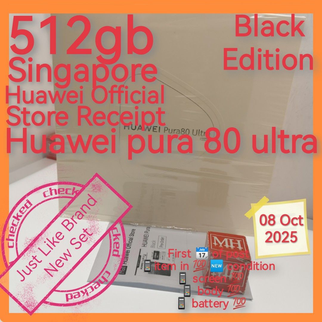 Huawei Store Receipt SG Huawei pura 80 ultra Black 512GB, Mobile Phones ...