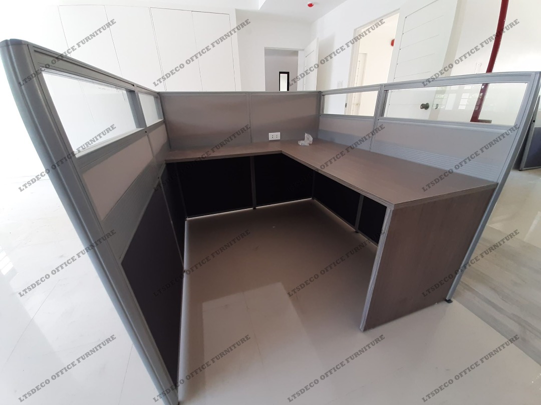 L-SHAPE PANEL PARTITION WITH GLASS \ OFFICE PARTITION OFFICE FURNITURE ...