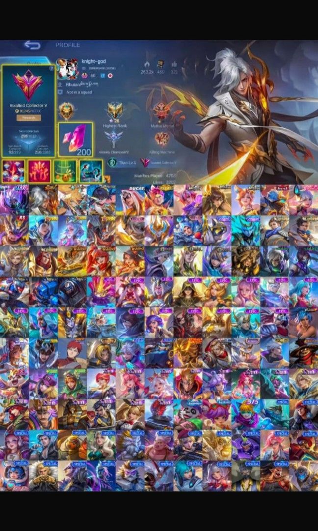 Mobile Legends Account EXALTED COLLECTOR V INSTANT LEGEND, Video Gaming ...