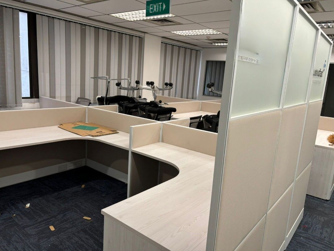 Office Cubicle Workstation - L-Shaped work table desk, Furniture & Home ...