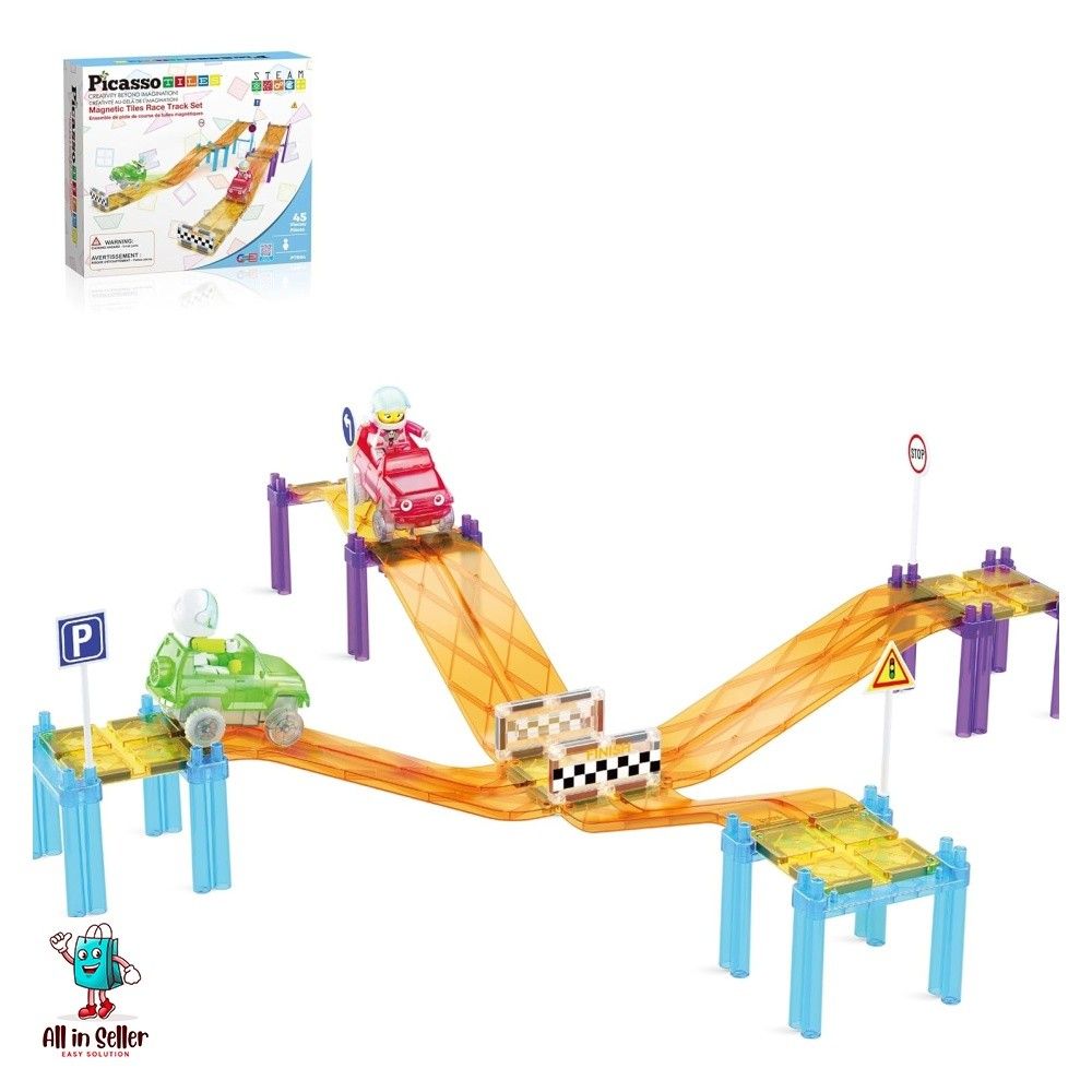 PicassoTiles Magnetic Race Track Car Slide Magnet Building Blocks Tiles ...