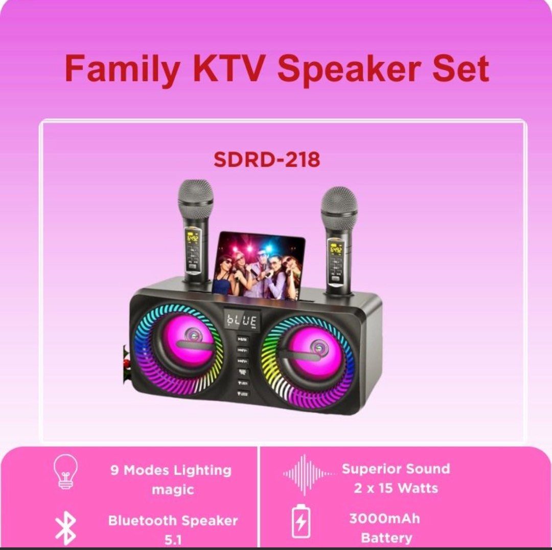 SDRD 218 Karaoke Machine ｜Bluetooth Karaoke System ｜ 2 wireless ...