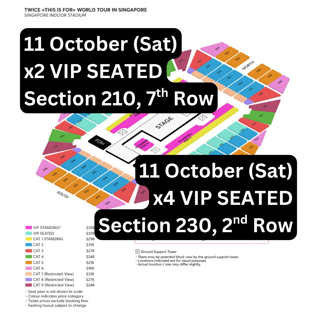 TWICE VIP SEATED SECTION 210 230 FRONT ROWS SIDE BY SIDE CONCERT ...