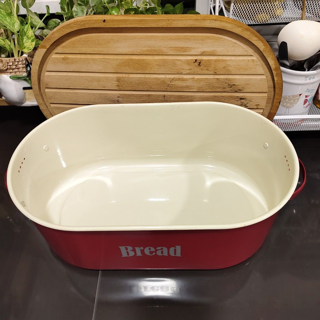 Typhoon Vintage Enamel Kitchen Collection Tin Bread Box W/Cutting Board ...