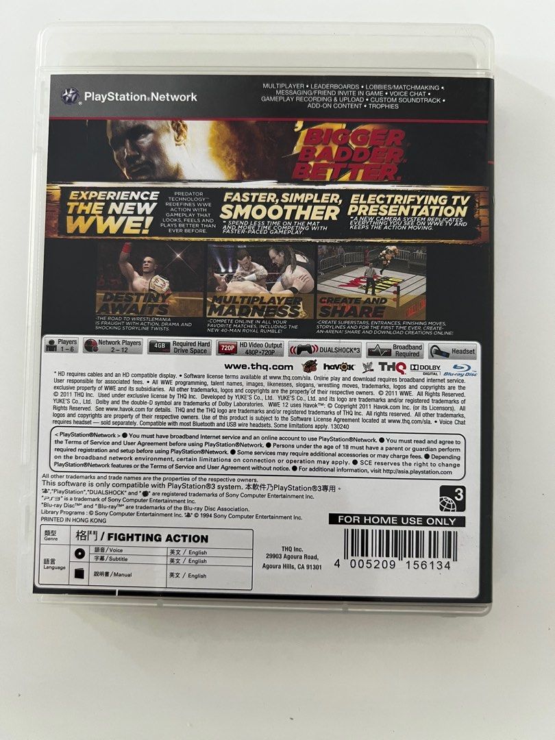 WWE '12 - PS3 Game, Video Gaming, Video Games, PlayStation on Carousell