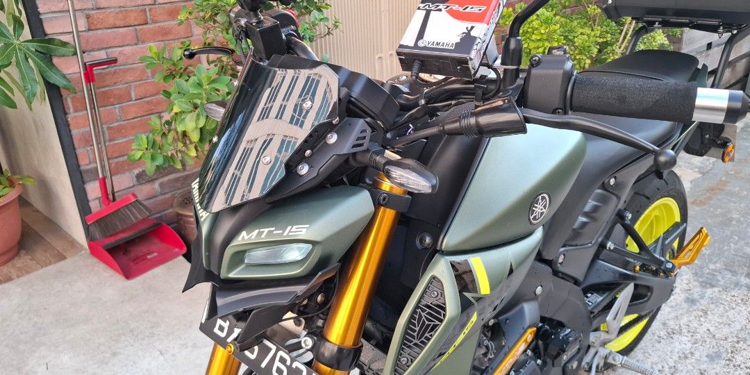 Yamaha MT15 Dual ABS COE Feb 2025 Matt green, Motorcycles, Motorcycles ...