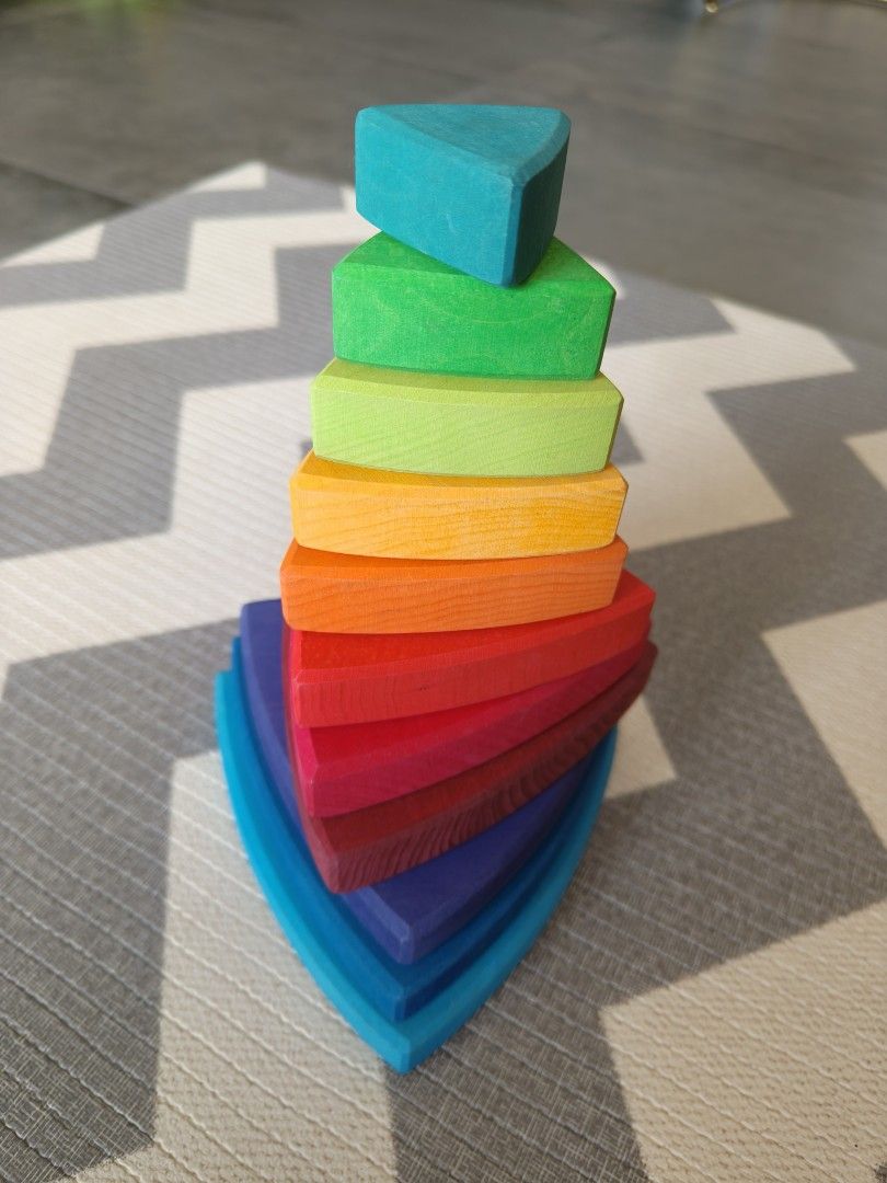 Authentic Grimm's Rainbow Stacking Tower - Made in Germany, Hobbies & Toys, Toys & Games on ...
