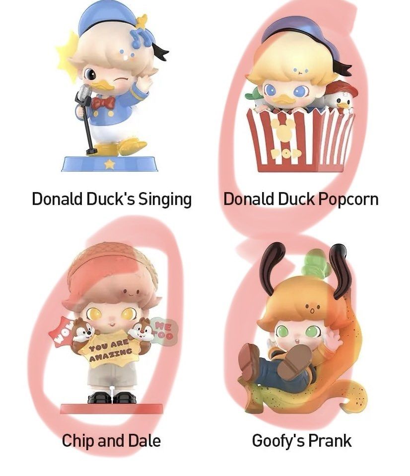 BNIF POPMART DIMOO WORLD × DISNEY Series Figures donald popcorn goofy ...