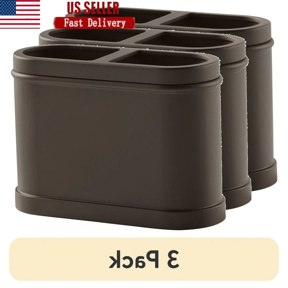 Bronze Metal Toothbrush Holder 3 Pack Stylish Organizer Bathroom ...