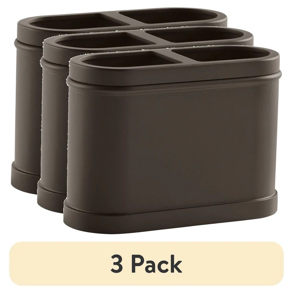 Bronze Metal Toothbrush Holder 3 Pack Stylish Organizer Bathroom ...