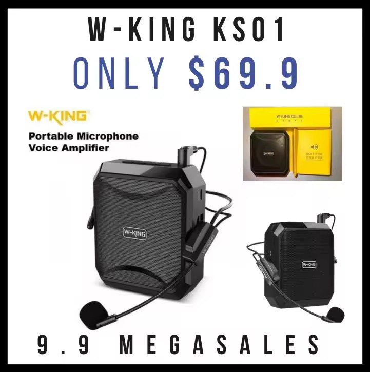 W-KING Portable Wired Microphone Voice Amplifier High Fidelity Speaker with Mic KS01, Audio ...