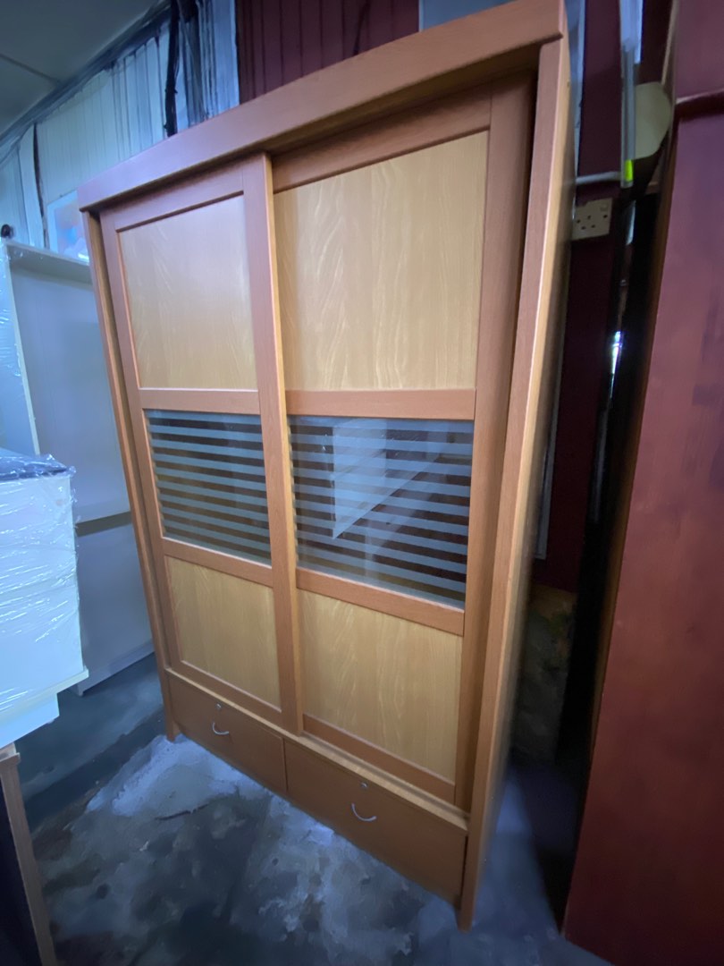Almari Sliding Kayu 2 Pintu, Furniture & Home Living, Furniture ...