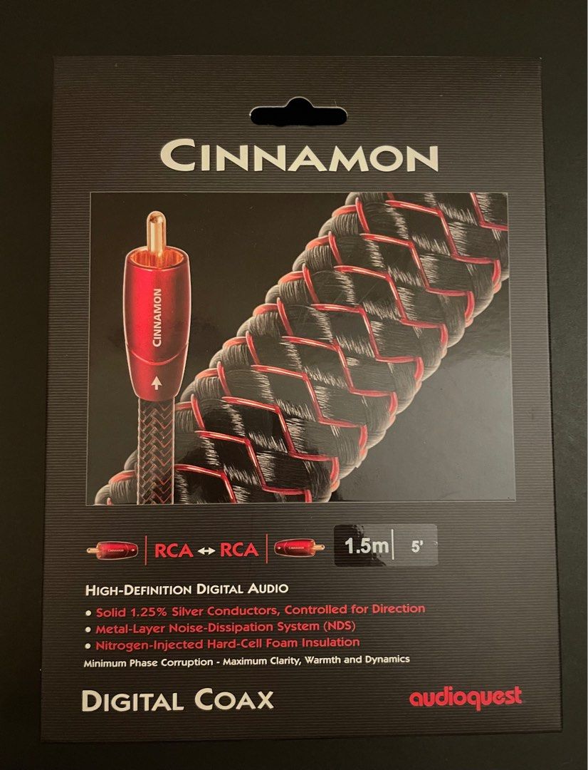 AudioQuest Cinnamon Digital Coax Cable 1.5m, Audio, Other Audio ...