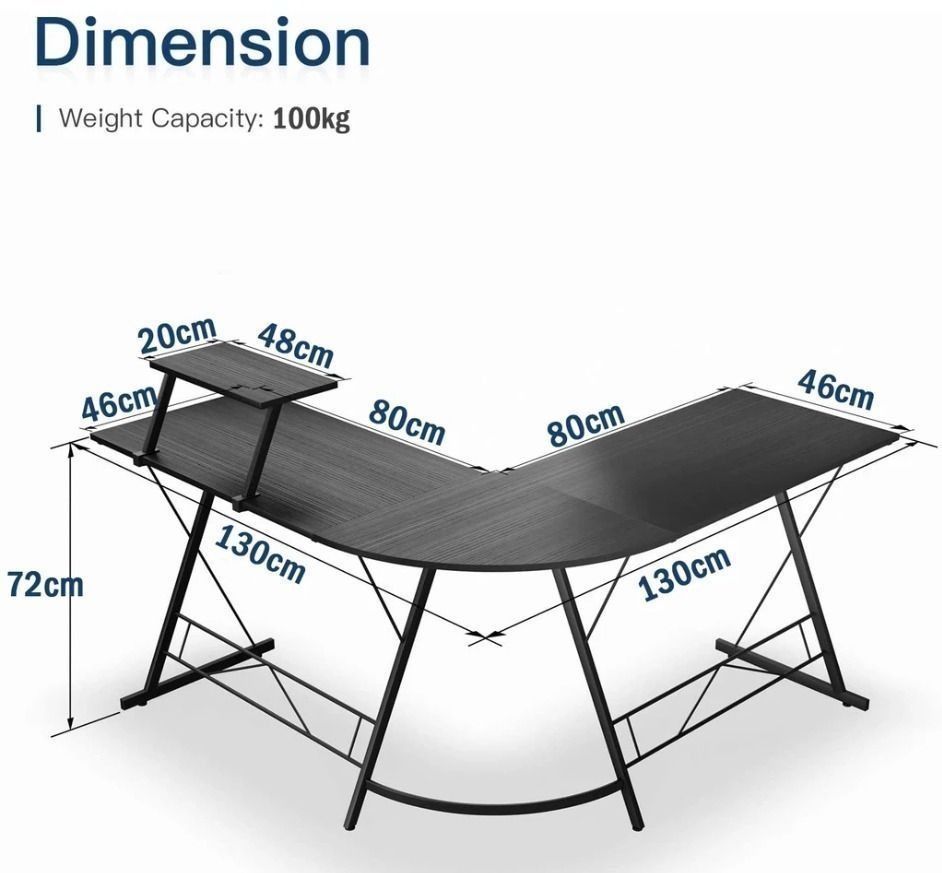 Corner L-Shaped Computer Study Table | Spacious Work Desk For Home ...