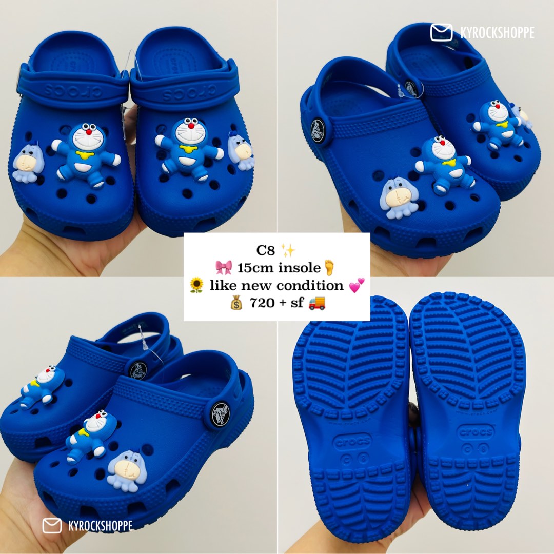 Crocs C8 Doraemon Blue Clogs, Babies & Kids, Babies & Kids Fashion on ...