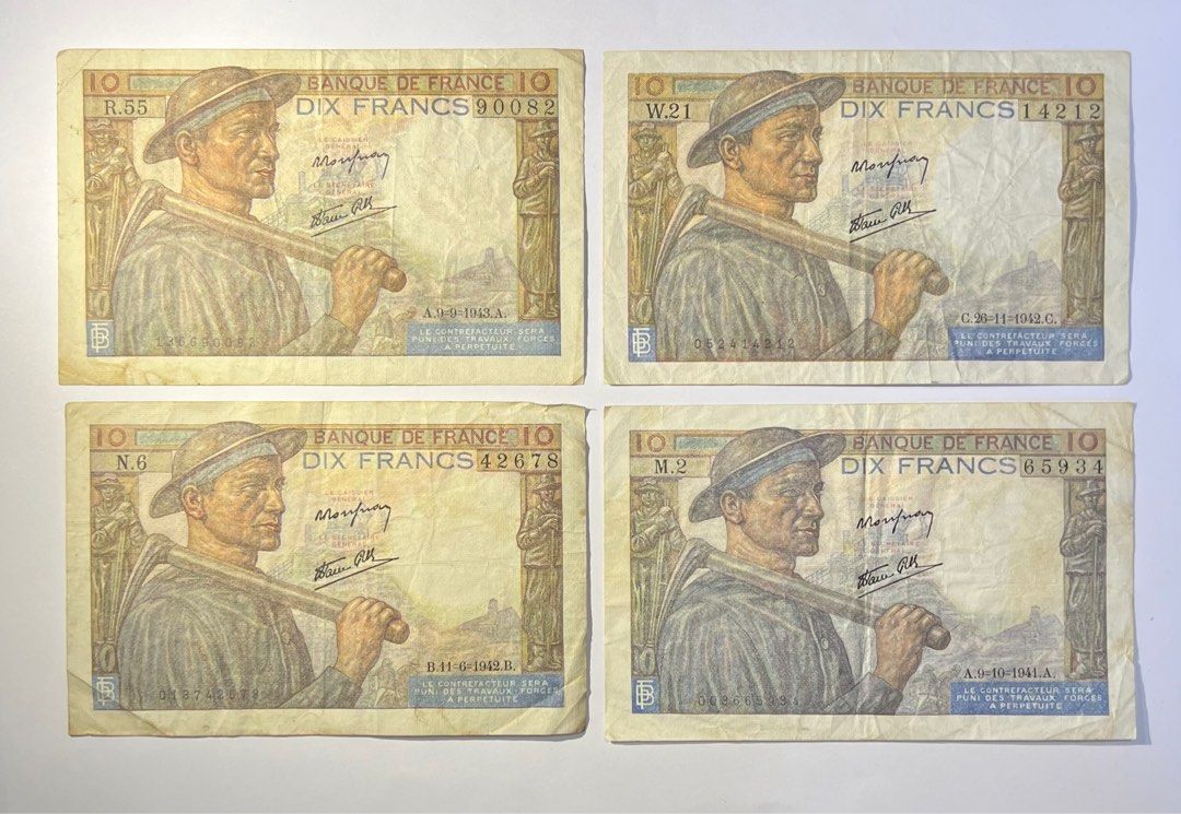 WW2 1941 - 1943 Vichy France 10 Francs old original Axis collaboration ...