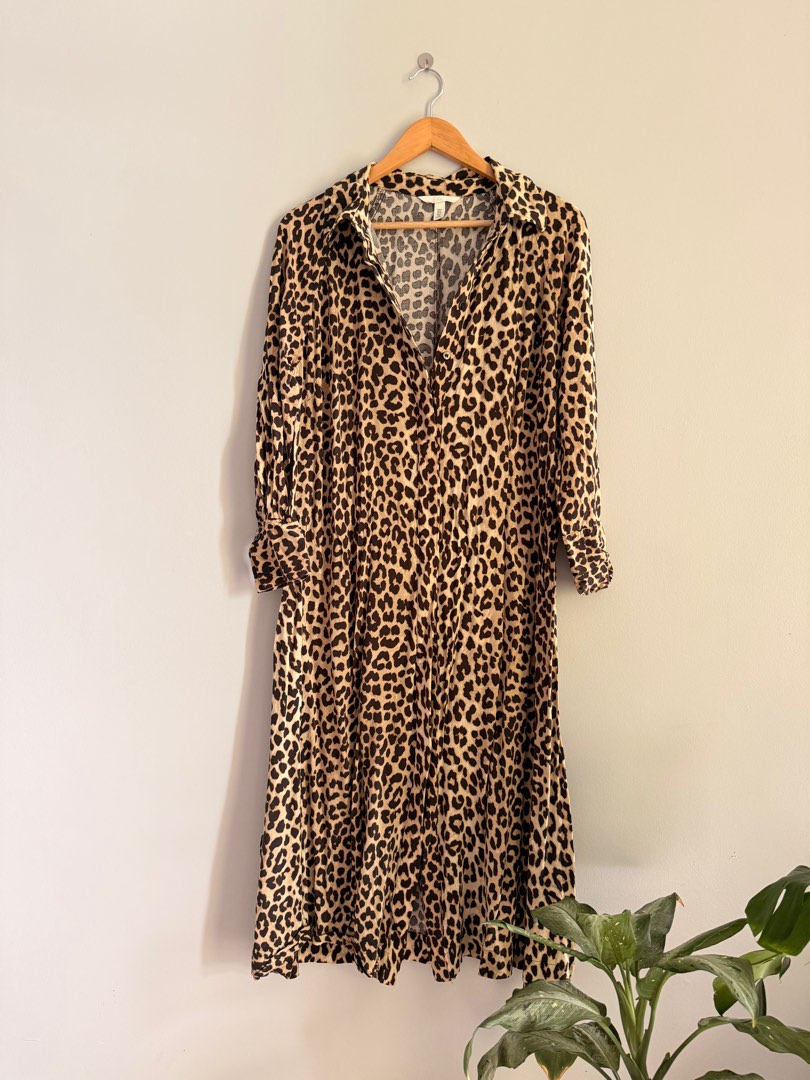 H&M Leopard Print Midi Dress, Women's Fashion, Dresses & Sets, Dresses ...