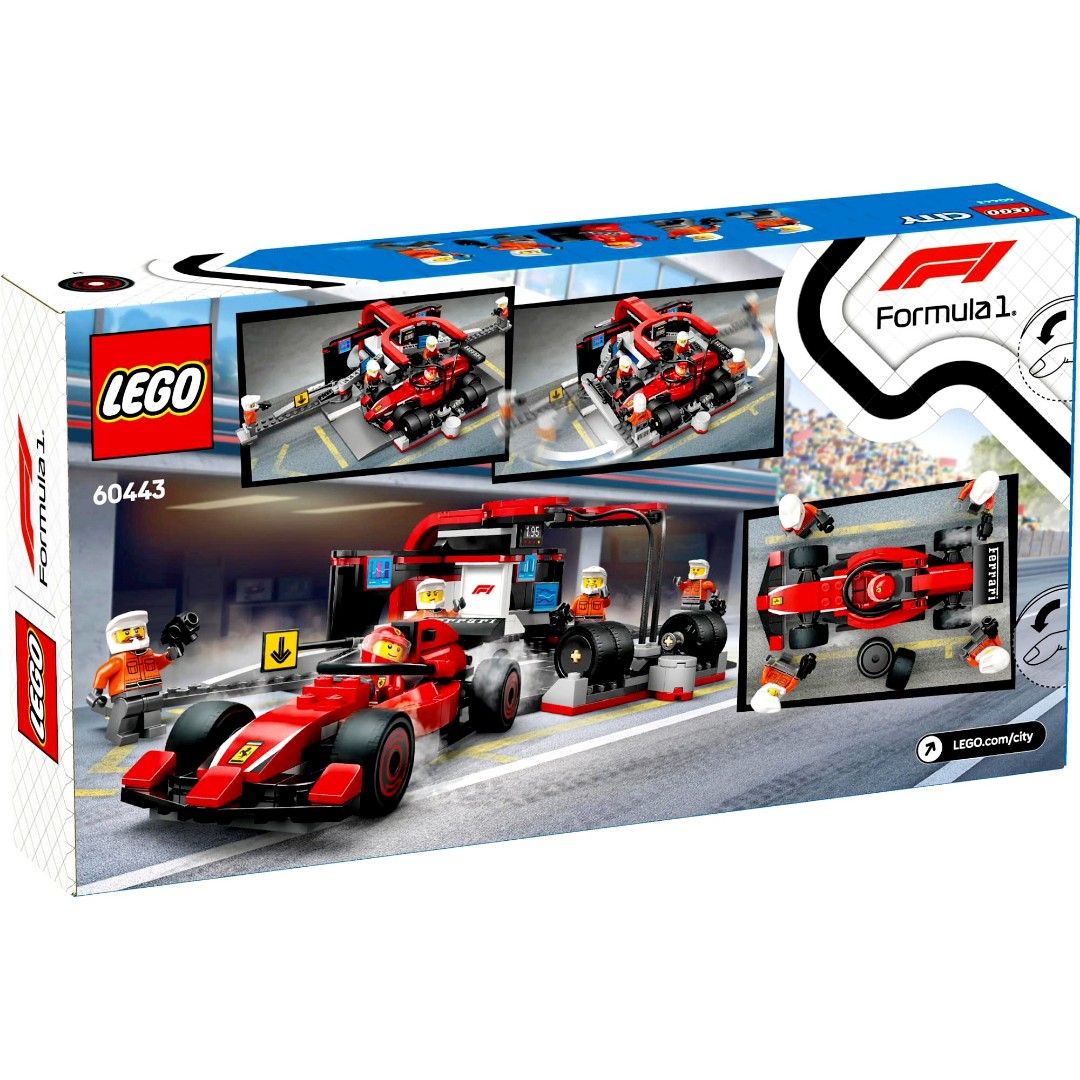 Lego City Formula 1 60443 F1 Pit Stop & Pit Crew With Ferrari Car ...