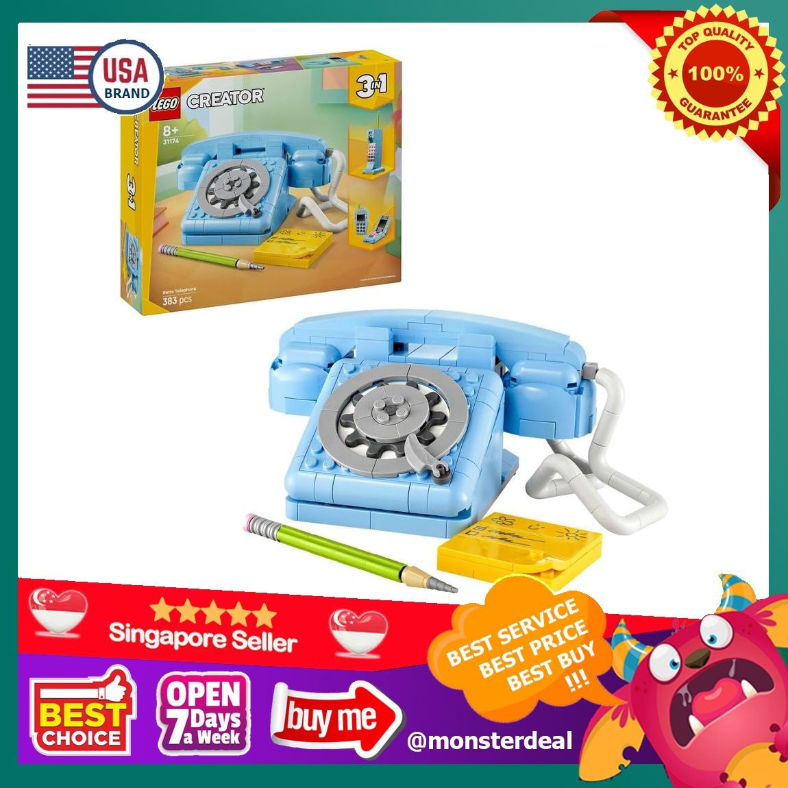 LEGO Creator 3in1 Retro Telephone 31174 1960s Vintage Toy, Rebuilds ...