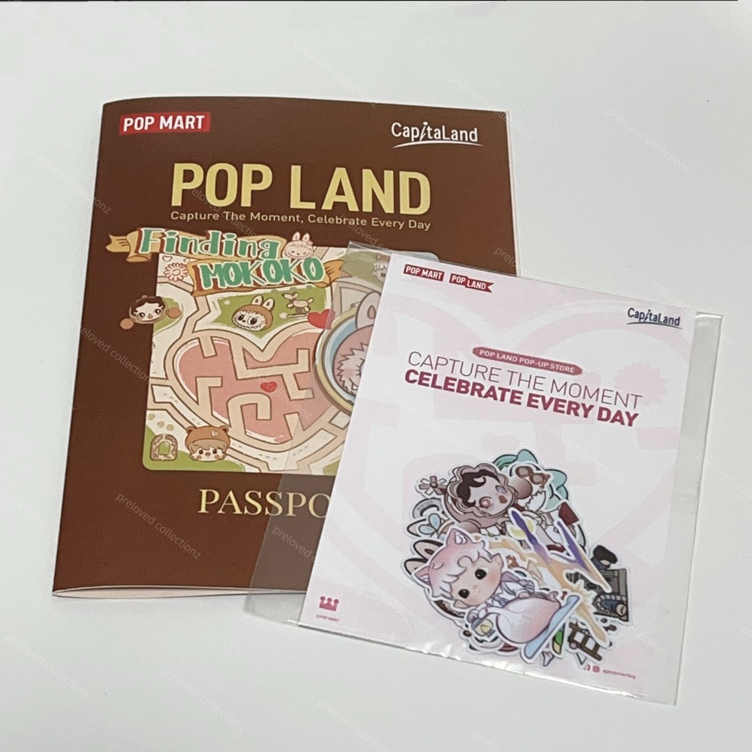 Pop Mart Mokoko Popland Passport + Stickers Set (Capitaland), Hobbies ...