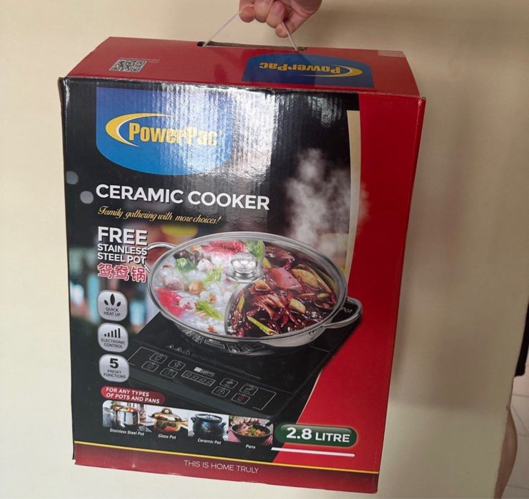 PowerPac Ceramic Cooker with Stainless Steel Pot, TV & Home Appliances ...
