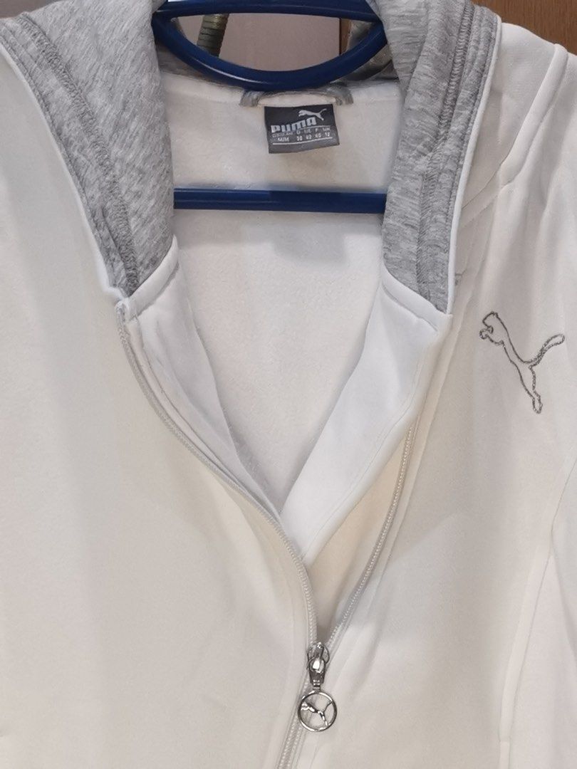 Puma White Zip-Up Hoodie Jacket, Women's Fashion, Coats, Jackets and ...