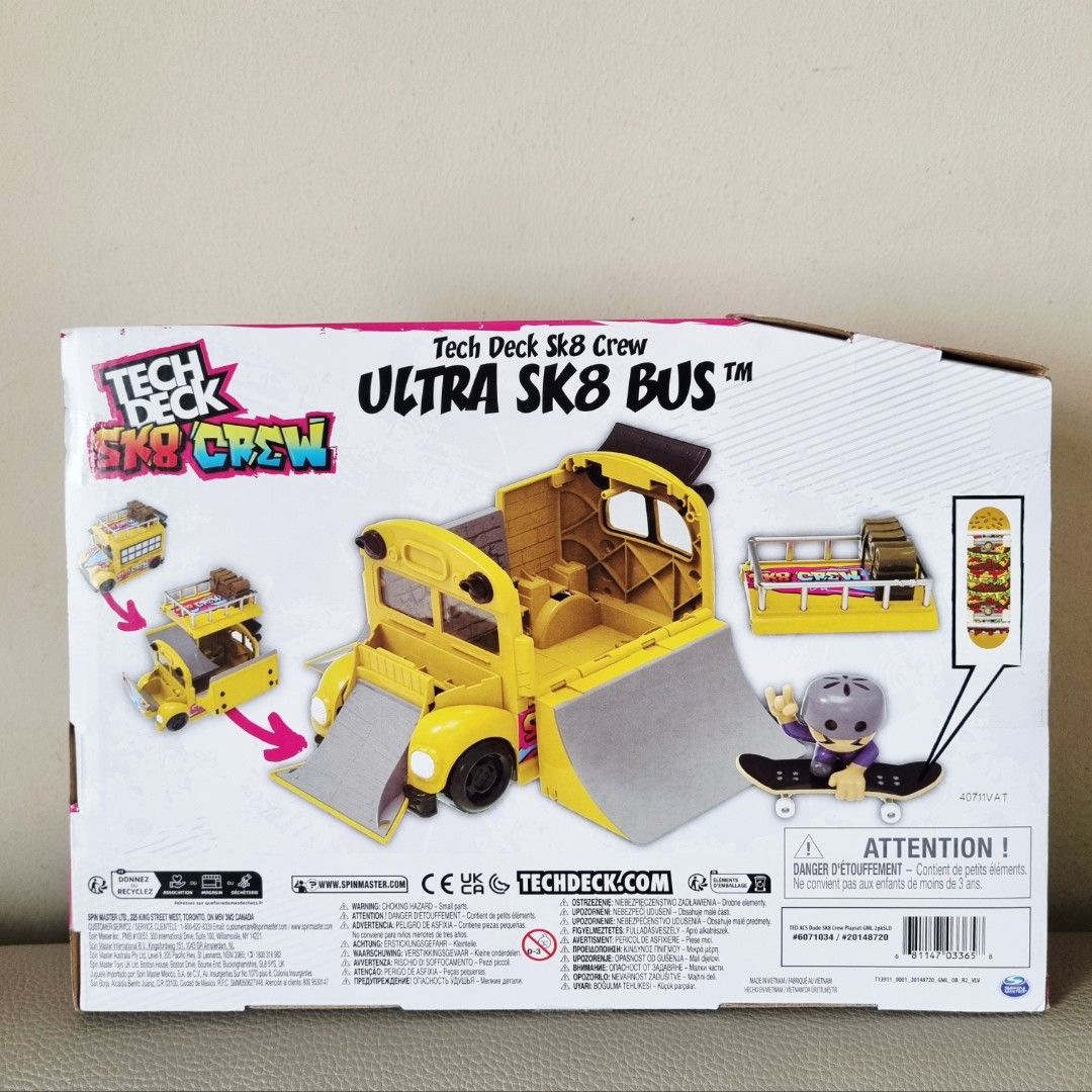 Tech Deck Sk8 Crew 2-in-1 Transforming Ultra Sk8 Bus & Storage with ...