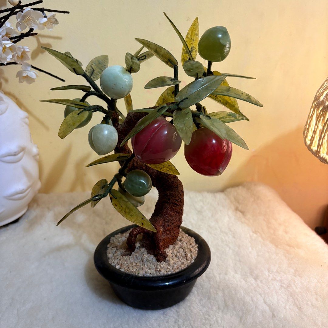 Vintage Chinese Lucky Jade Peach Tree, Furniture & Home Living, Home ...