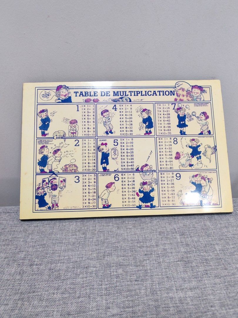 Vintage French Multiplication Table, Hobbies & Toys, Toys & Games on ...