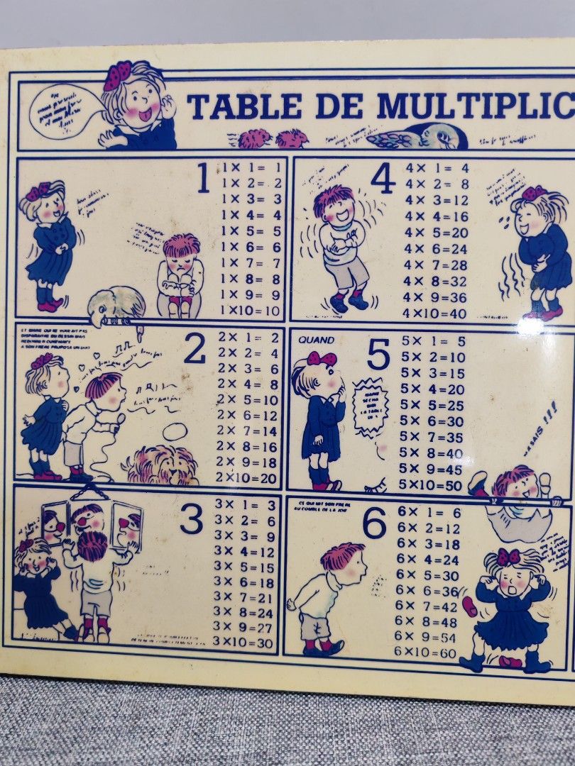 Vintage French Multiplication Table, Hobbies & Toys, Toys & Games on ...
