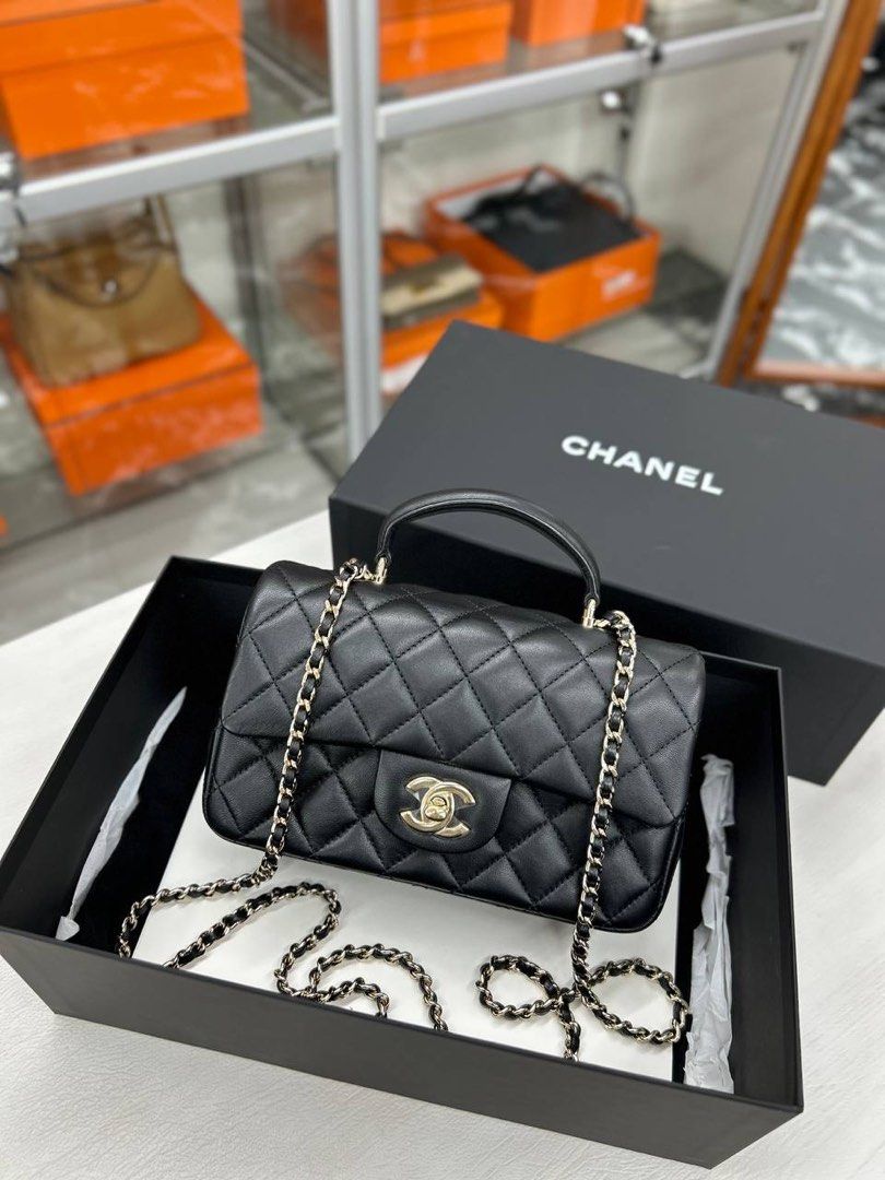 💯 Authentic Chanel Mini Rectangular with handle. Microchip, Luxury ...