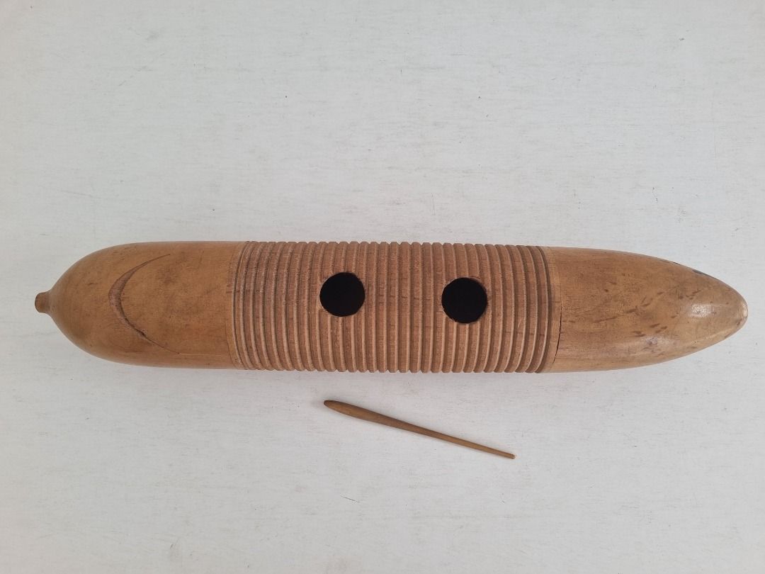 💥 Vintage ! 70s' Wooden Guiro Percussion Instrument with Scraper ...